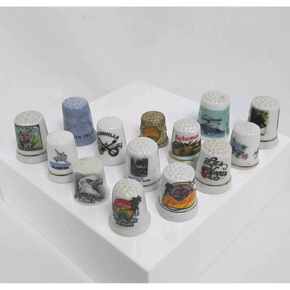 Design | Vintage Souvenir Collectible Thimbles Lot Of 14 Porcelain ...
